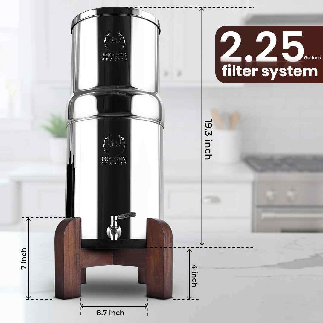 Teak Wood Wooden Water Filter Stand for Gravity Water Filters